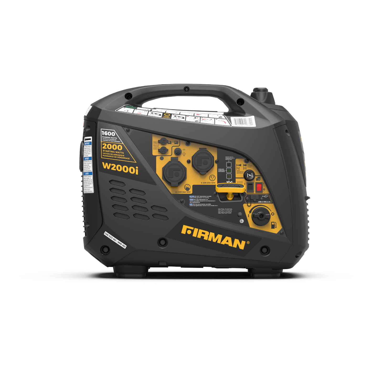 FIRMAN W01682F 2000/1600 Watt Recoil Start Inverter Generator ...
